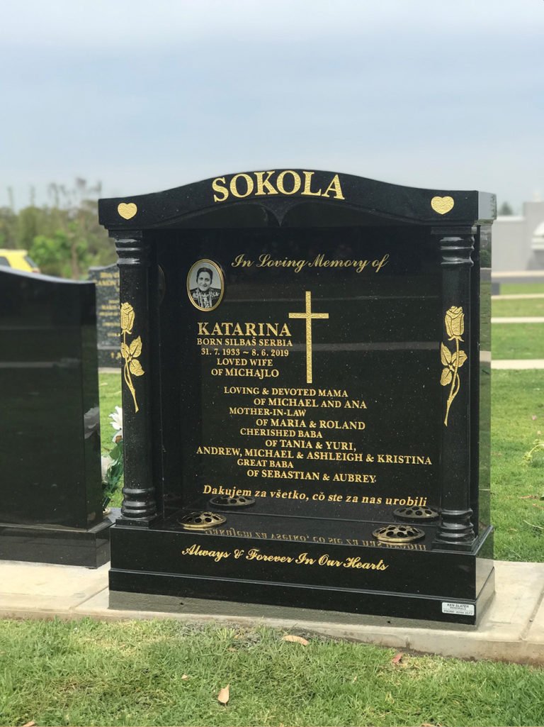 Canopy Headstones - Granite Canopy Apex Top Memorial Headstones for Graves