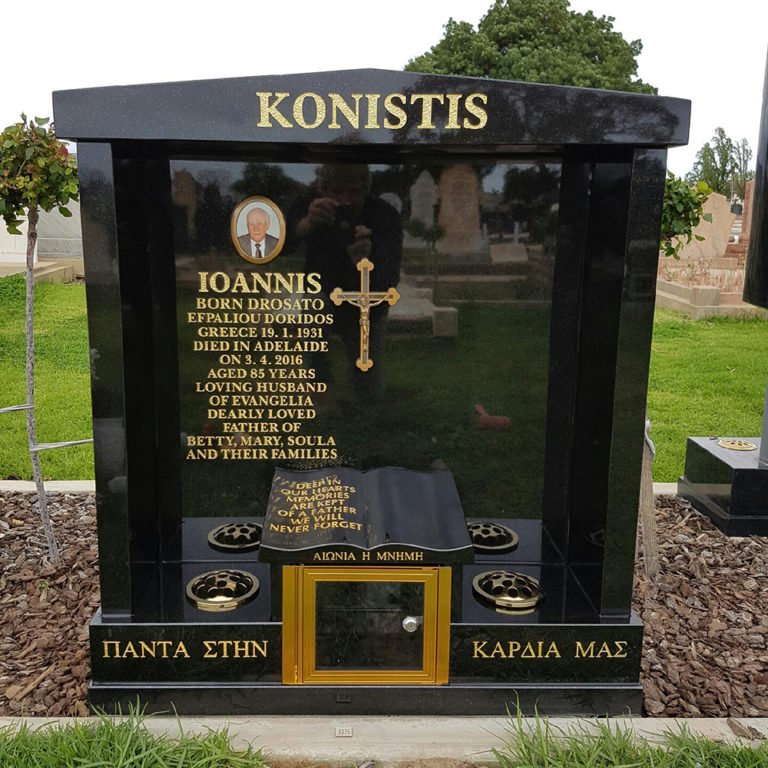 Canopy Headstones - Granite Canopy Apex Top Memorial Headstones for Graves