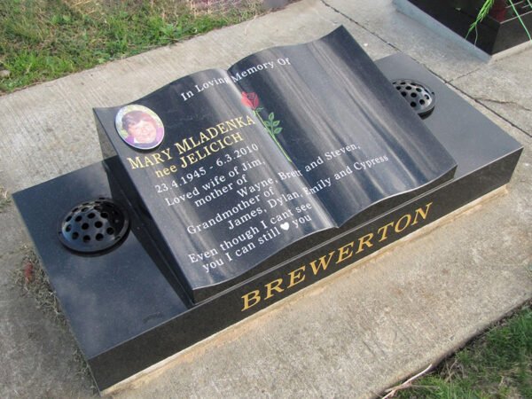 Book Type Memorials - Granite Bible Shaped Headstones Grave Markers