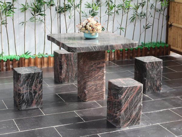Granite Table Benches- Natural Stone Granite Table Set for Garden, Patio