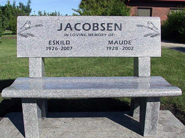 Granite Benches for Cemetery, White, Grey Stone Garden benches