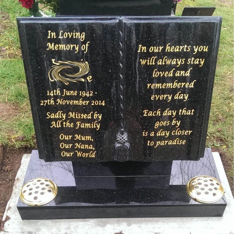 Book Type Memorials - Granite Bible Shaped Headstones Grave Markers