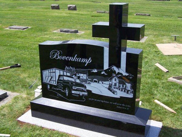 Cross Tombstones, Black Granite Cross Headstone for Cemetery Graves